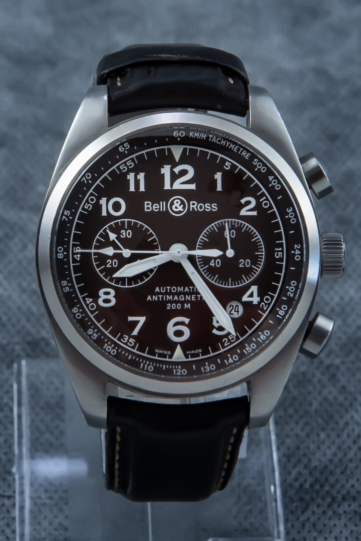 Bell & Ross Antimagnetic 126.XLS0 Chronograph Automatic Chocolate Dial ...