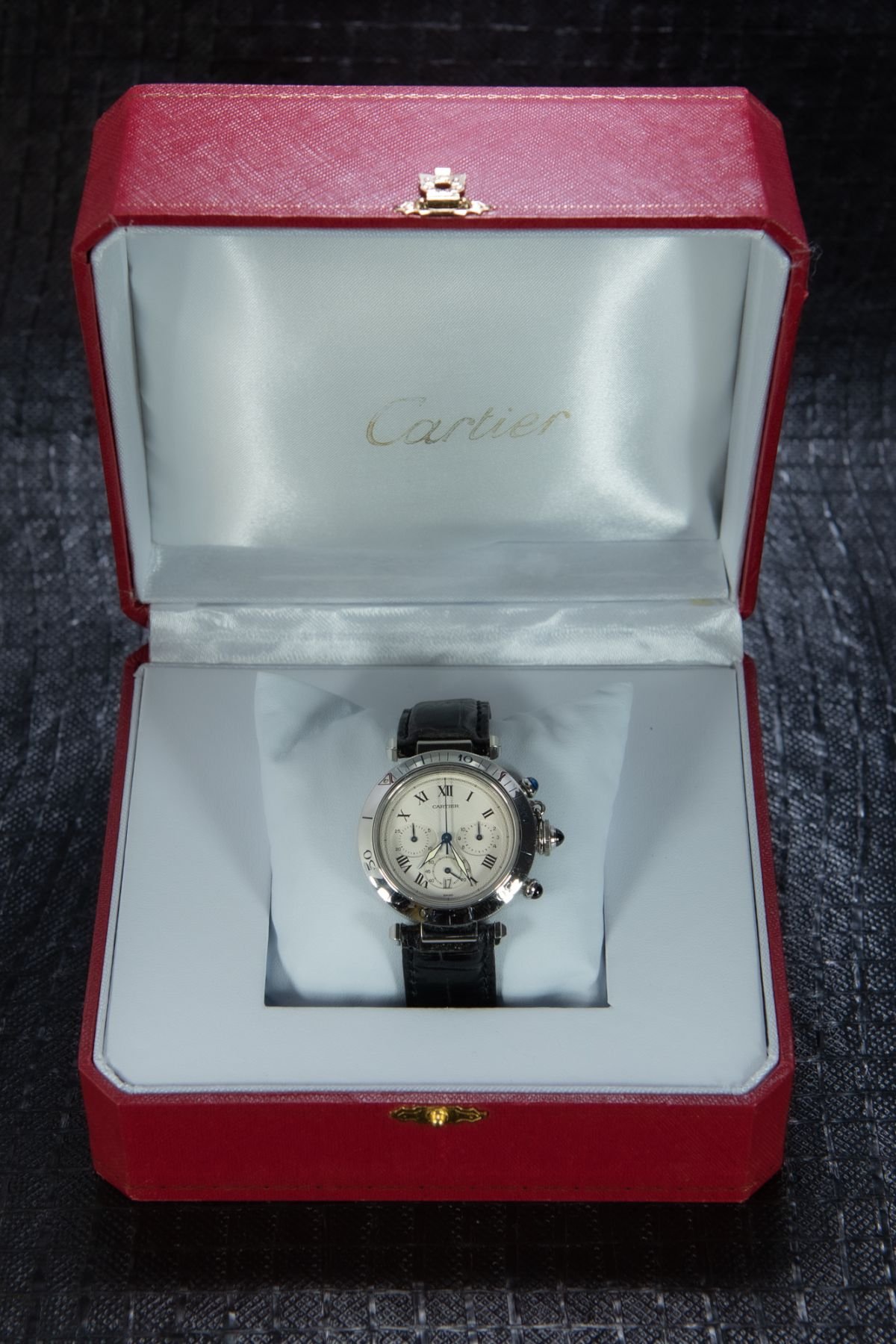 Cartier Pasha 1050 Chronograph Triple Counter - Pawndeluxe