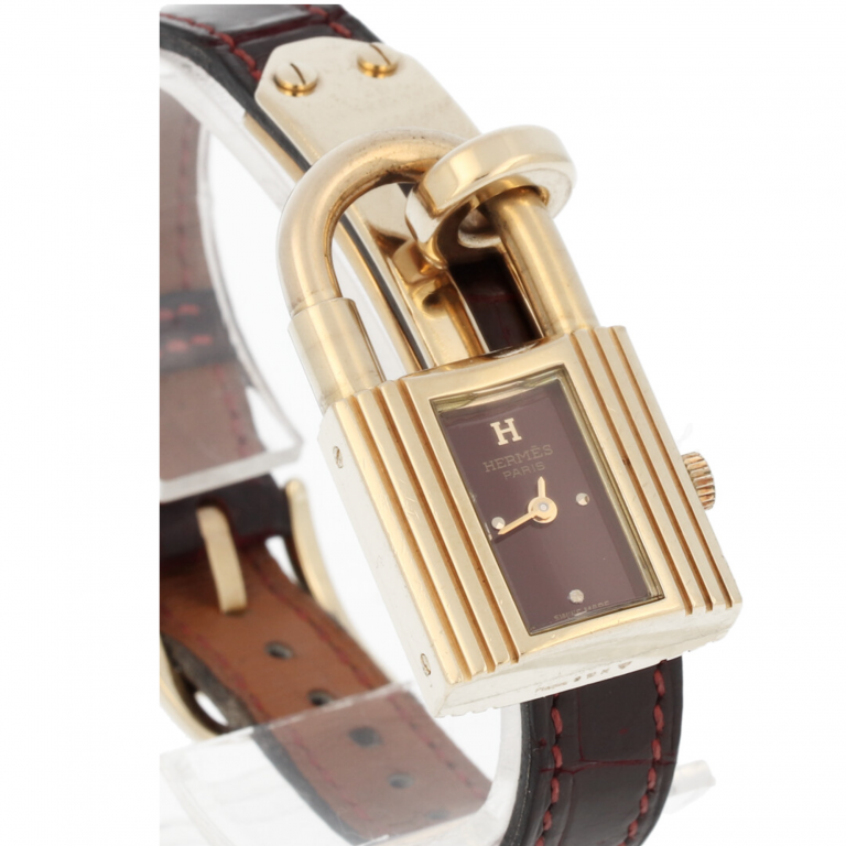 Hermès Bordeaux Lock watch 'Sex and the city 1990's Gold PL, Stainless ...